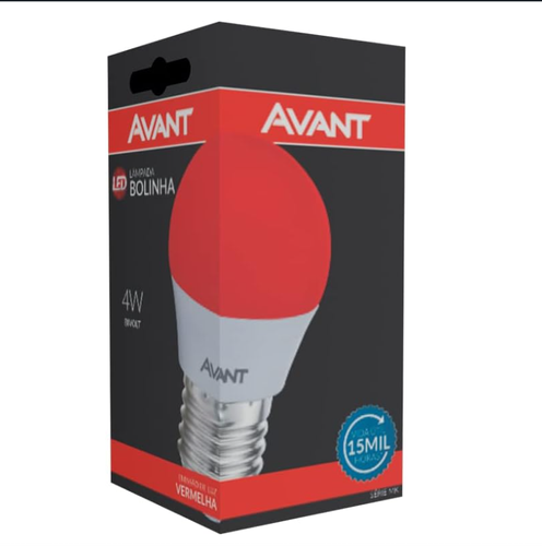 Lâmpada Led Bolinha 4w Luz Vermelho Soquete E27 Bivolt - Avant