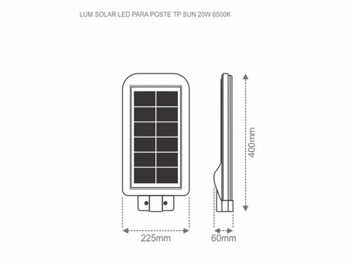 Luminária Solar LED Para Poste TP SUN 20W 6500K