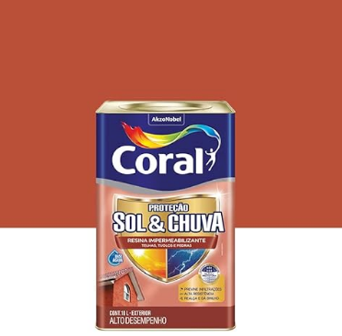 Resina Impermeabilizante Brilhante Sol & Chuva Coral Oxide Red 18l