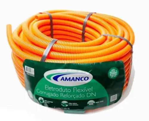Eletroduto Corrugado Reforçado 25mm x 50 Metros Laranja