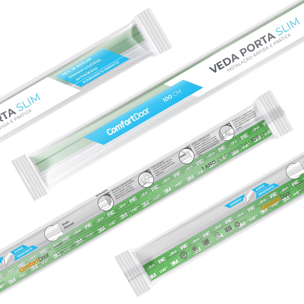 Veda Porta Adesivo Slim Transparente 100cm