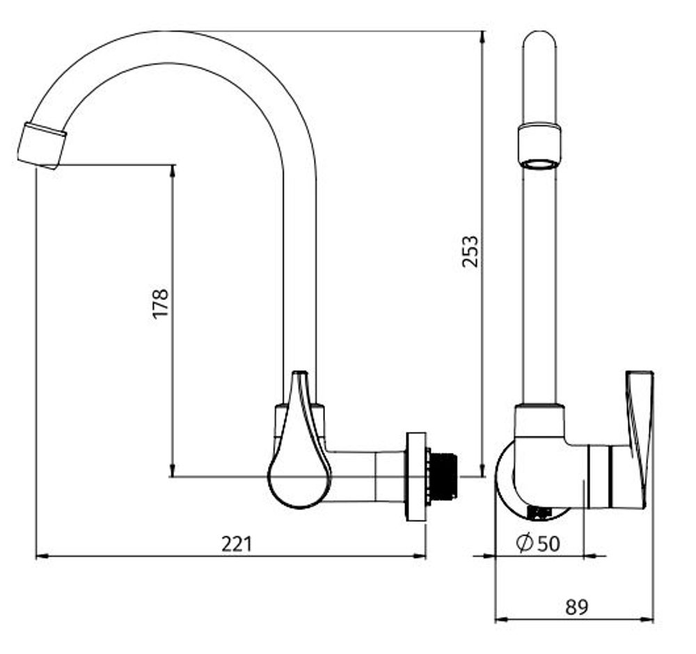Torneira para Cozinha Parede Bica Móvel MVC Twist Cromada