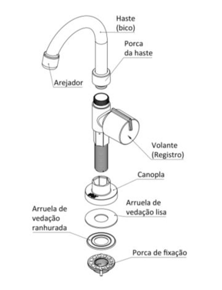 Torneira para Lavatório de Mesa Bica Alta MVS Elba Branca