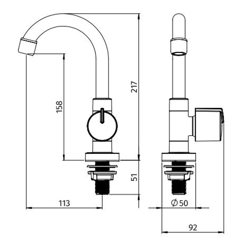 Torneira para Lavatório de Mesa Bica Alta MVS Elba Branca