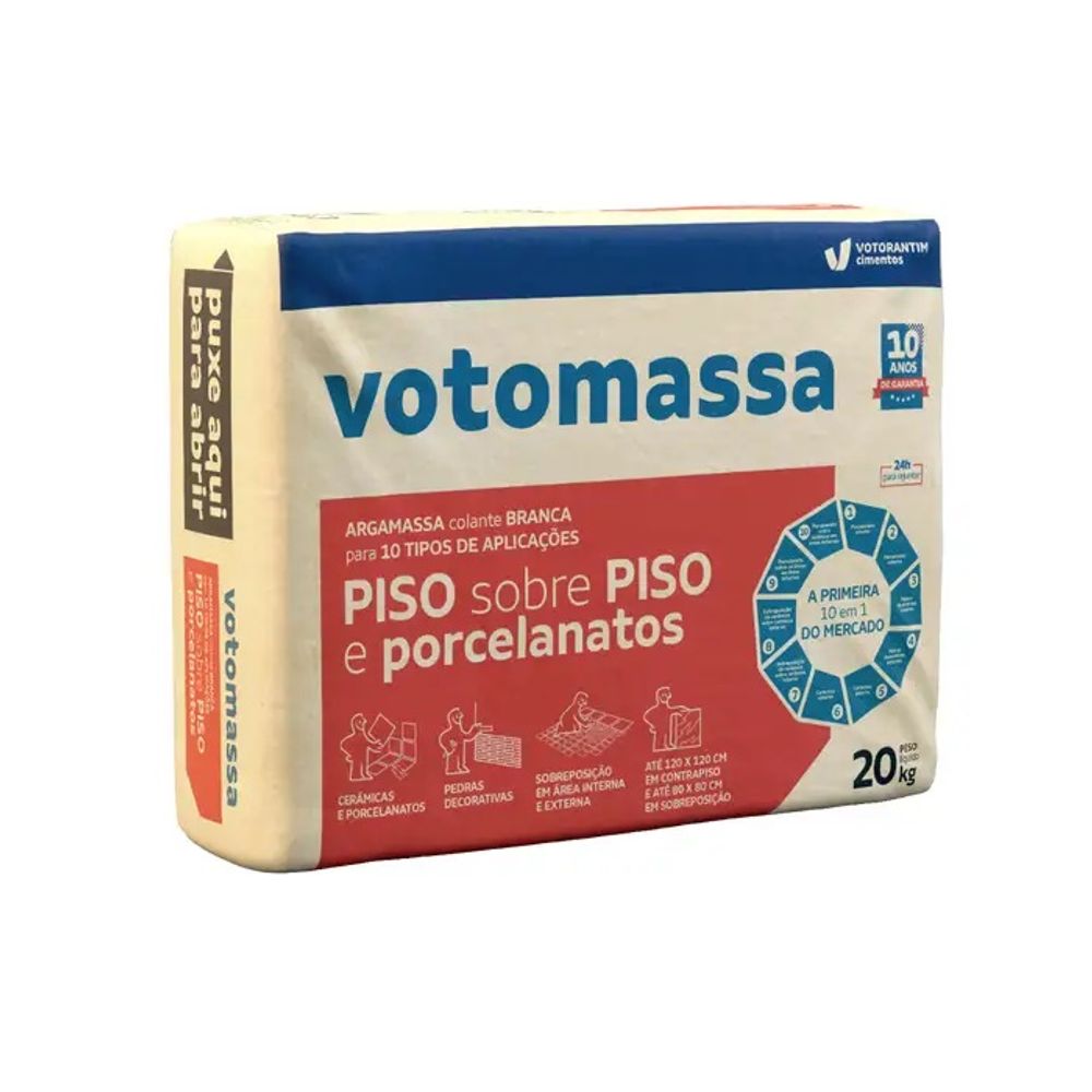 Argamassa 20kg Branca Piso Sobre Piso e Porcelanato