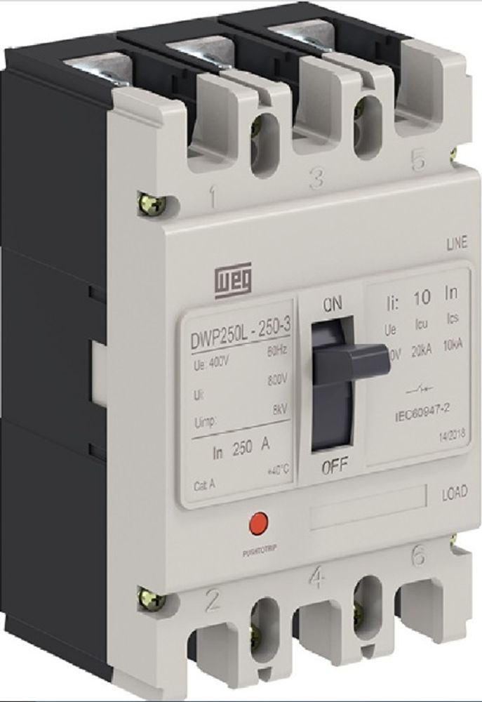 Disjuntor Caixa Moldada Tripolar 200A DWP250L-200-3 14256837 Weg