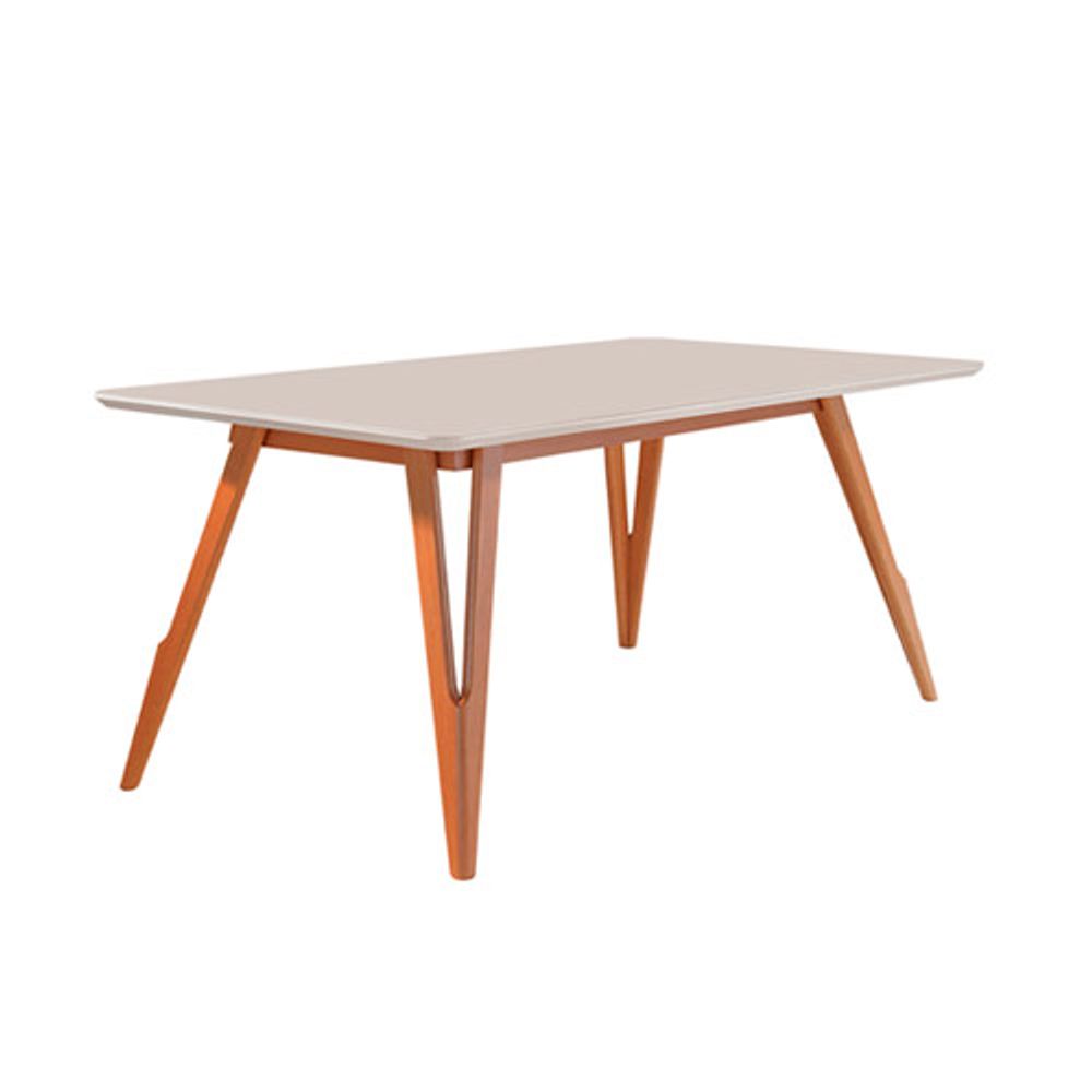 Mesa de Jantar 180x90cm Master Plus Tampo Com Vidro Off White/Cinamomo ...