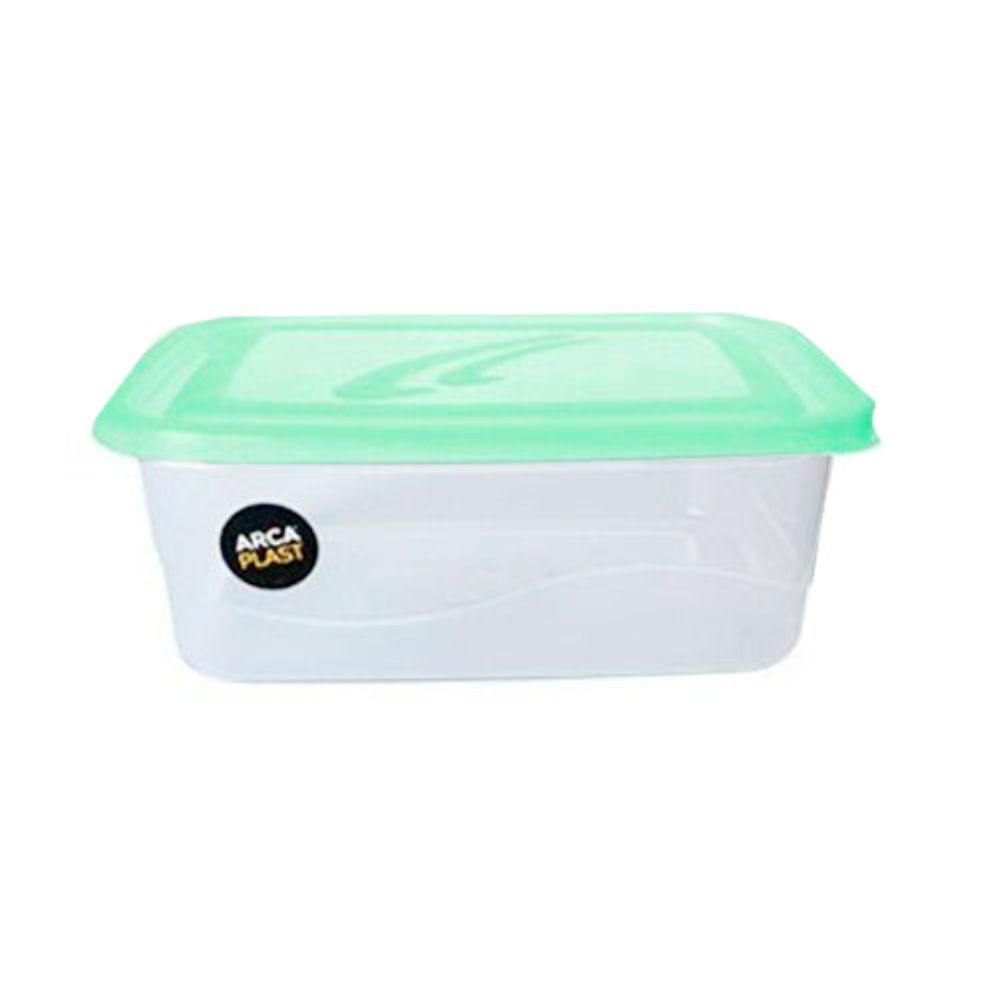 Pote Retangular Peg 1,9L Transparente Com Tampa Verde Pastel - Arca Plast