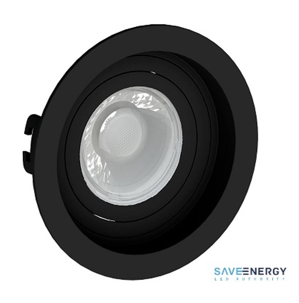 Plafon Redondo de Embutir Face Recuada PAR16 Preto