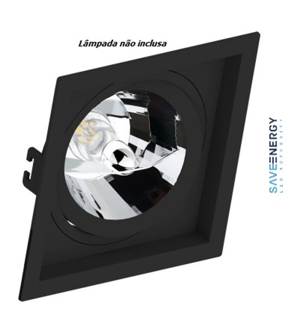 Plafon de embutir Face Recuada AR111 Preto