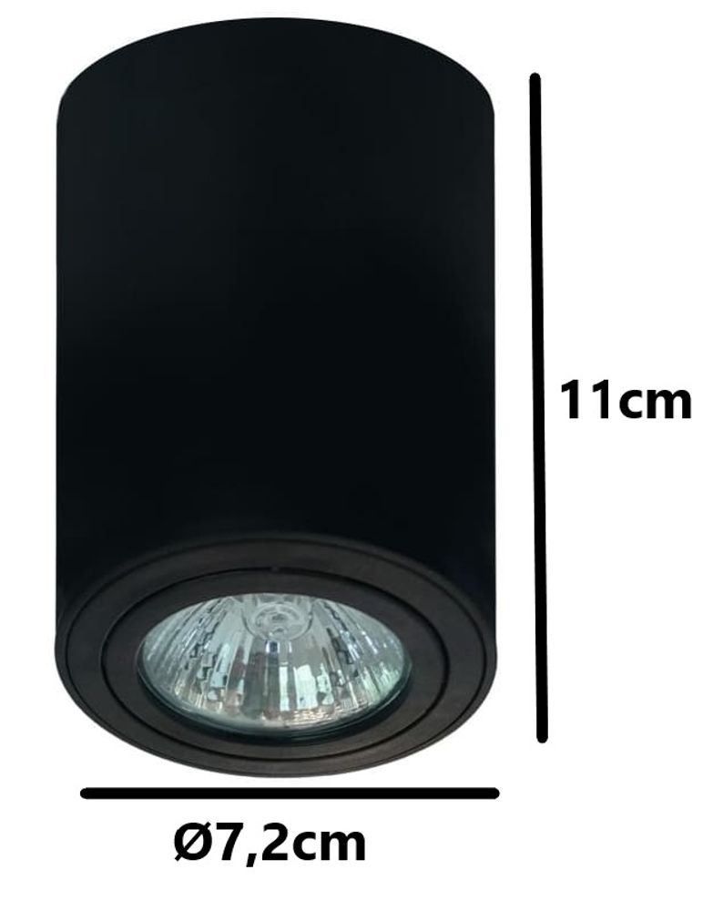 Plafon Tower Redondo Face Plana Preto