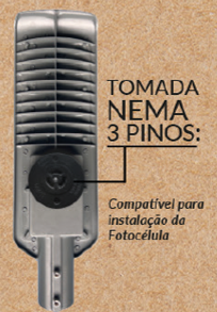 Luminária Detroit Nema LED 50W 6500k Com Base Para Rele