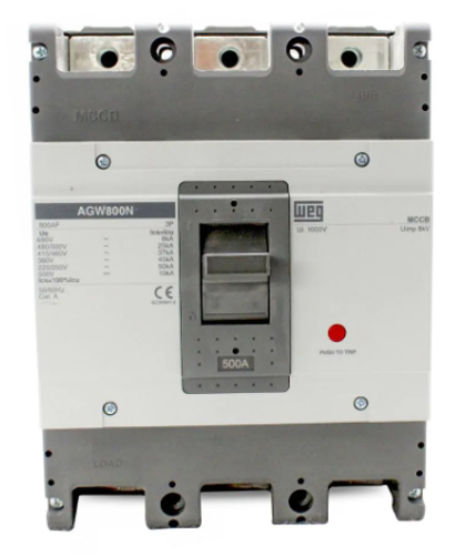 Disjuntor Tripolar Caixa Moldada 500A AGW800N-DX500-3