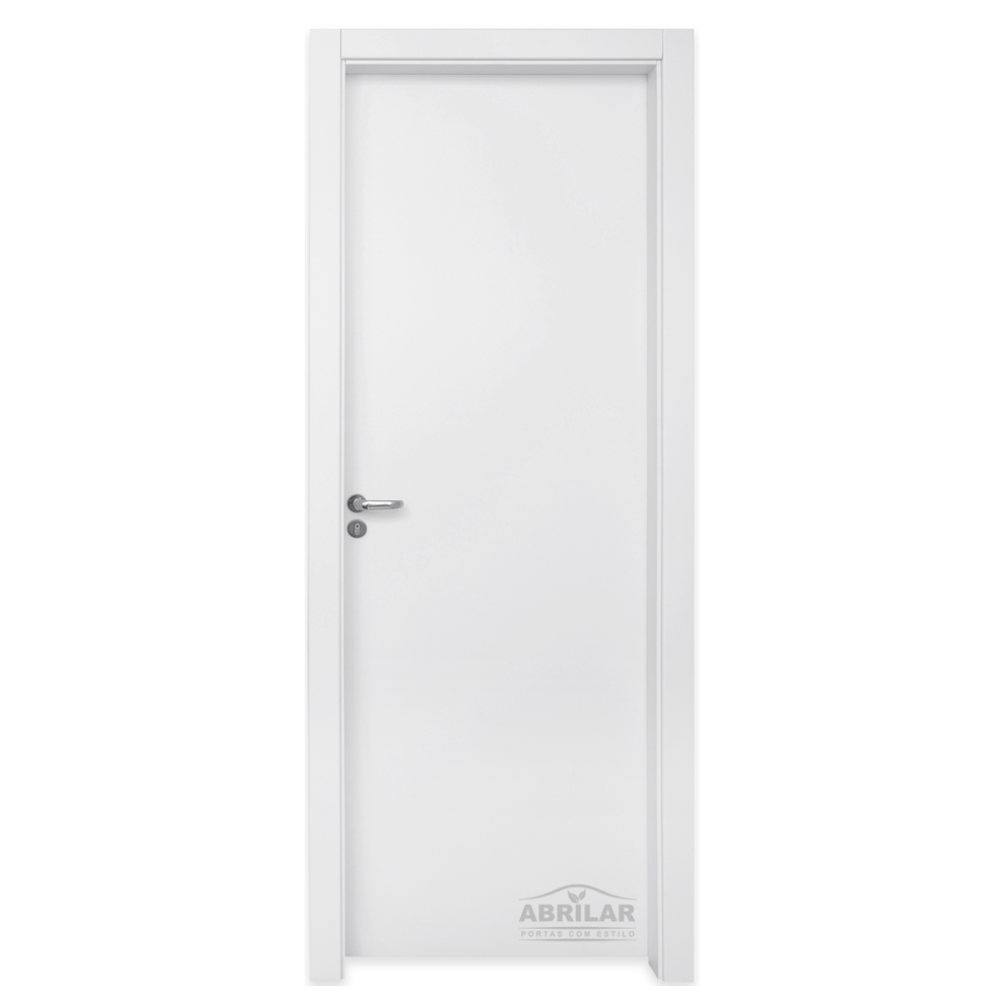 Porta de madeira com portal branca 210x80 lado direito abrilar